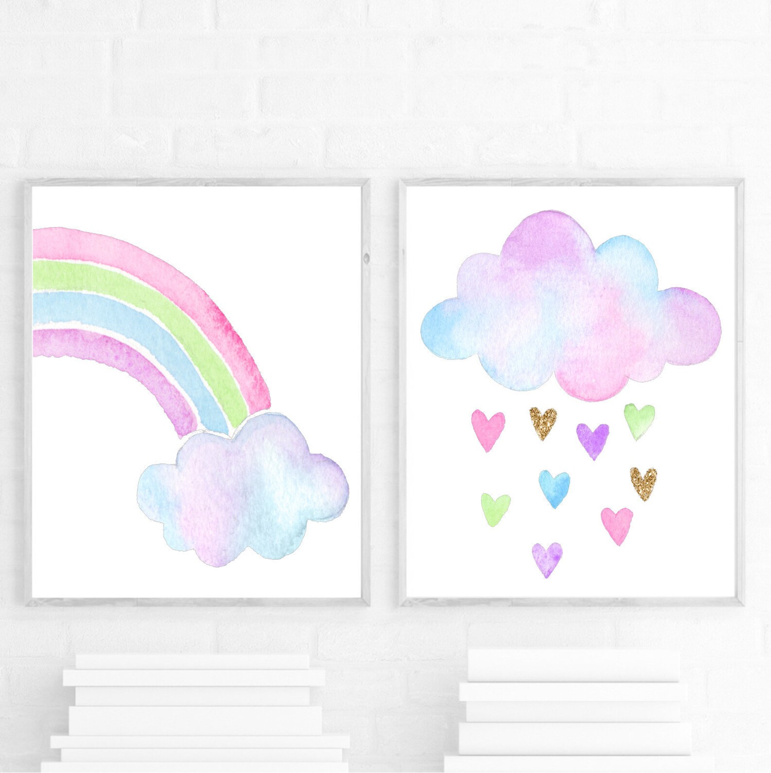Rainbow Clouds Wall Art Rainbow Cloud Art Prints or Canvas - Etsy