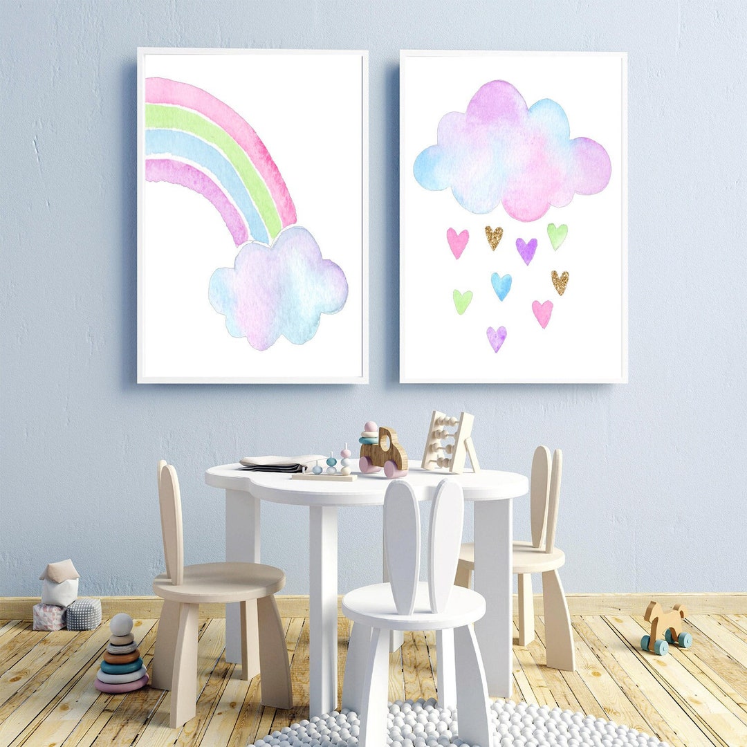 Rainbow Clouds Wall Art Rainbow Cloud Art Prints or Canvas - Etsy