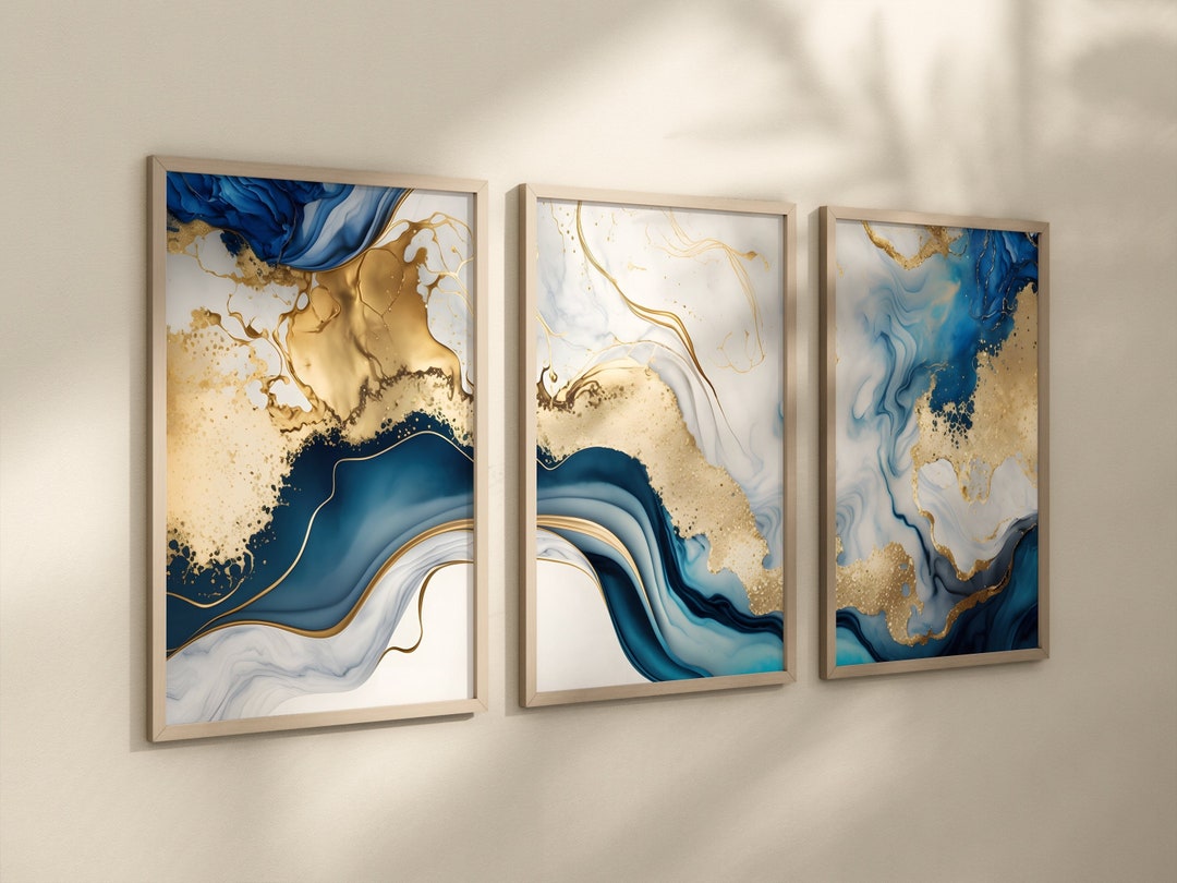 Digital Download Navy Gold Abstract Artwork Navy Gold Agate Geode Art ...