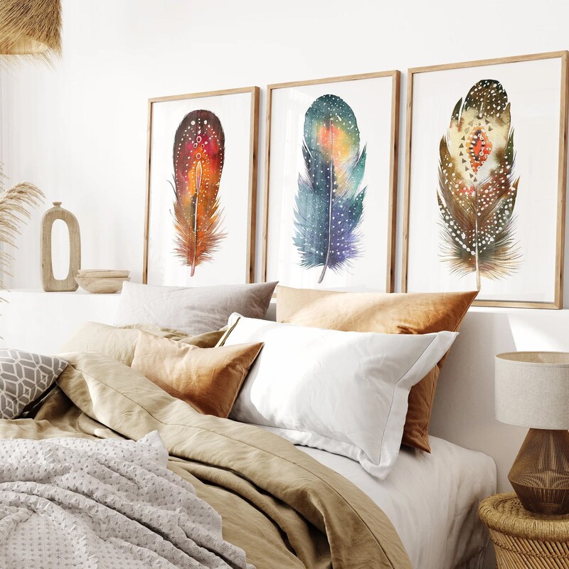 Feather Prints Wall Art - Etsy