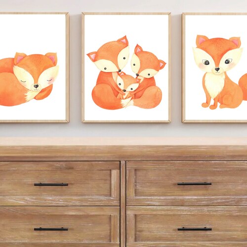 Watercolor FOX WALL ART Fox Nursery Decor in Prints Fox With - Etsy