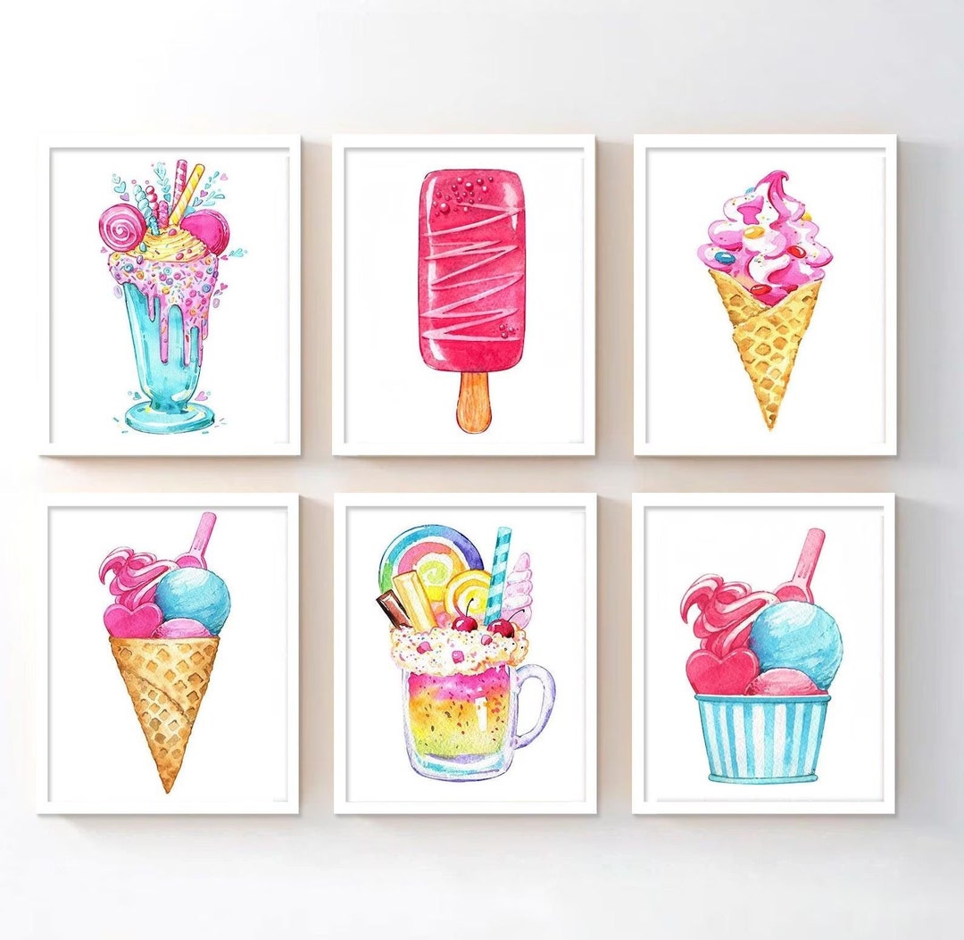 Framed Ice Cream Wall Art - Sweets Ice Cream Sundae Artwork Print ...