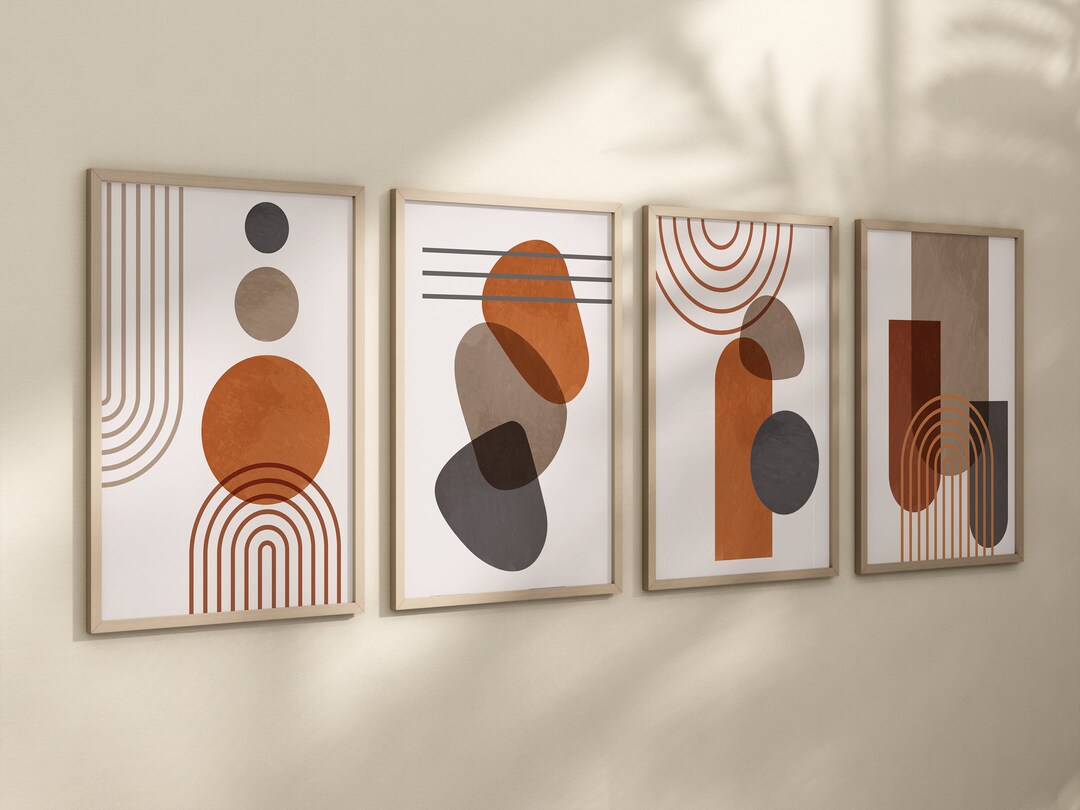Mid-century Wall Art Abstract Painting Prints Framed Mid-century Modern ...