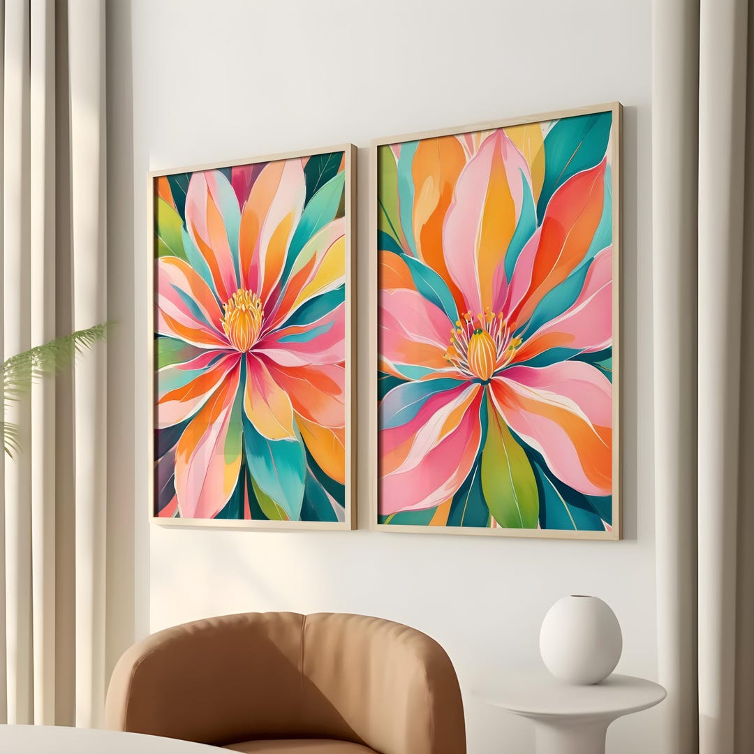 Colorful Flower Wall Art - Large Flower Prints - Framed Canvas Flower ...