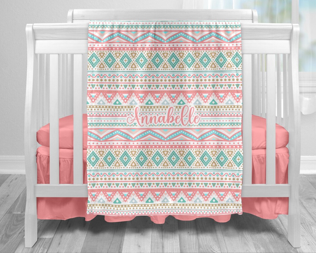 BOHO Aztec BLANKET Boho Pattern Girl Name Personalized - Etsy