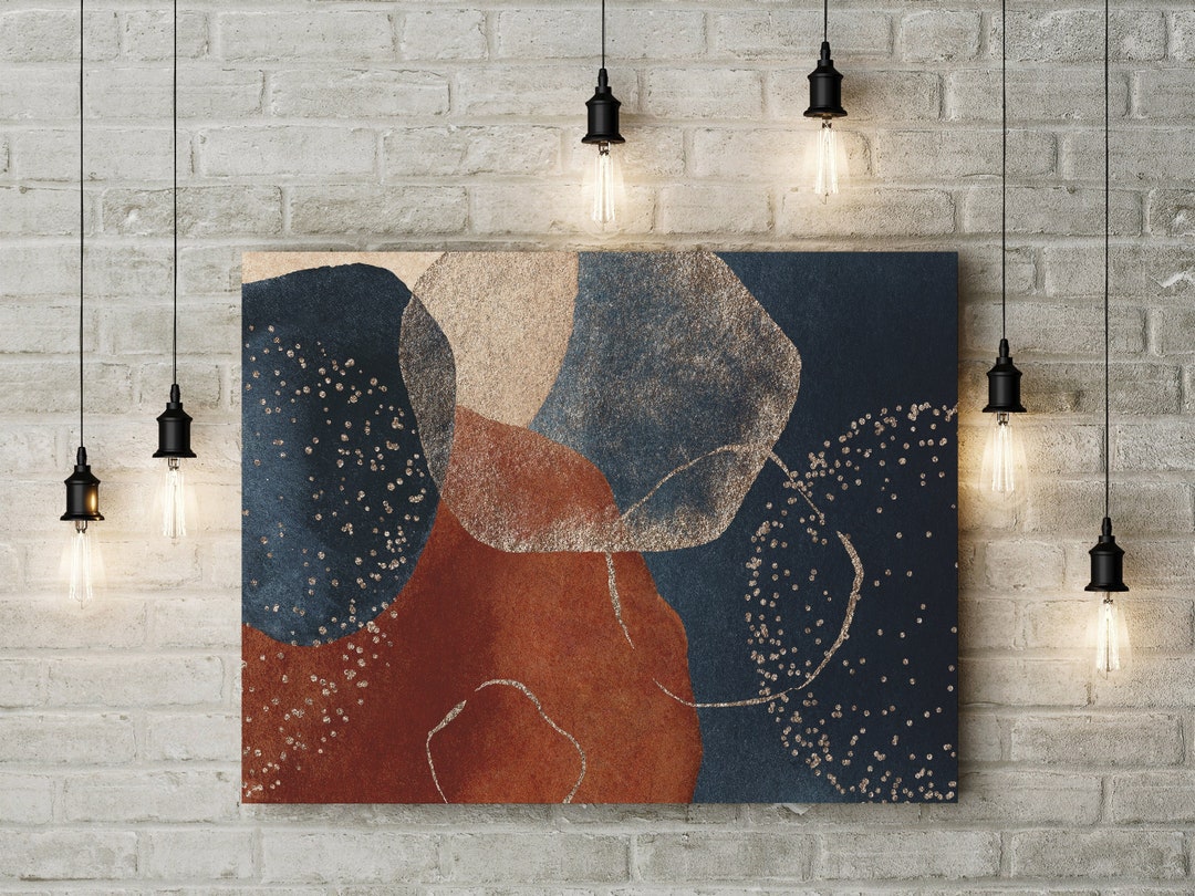 Abstract Wall Decor Navy Terracotta Gold Digital Download Set - Etsy