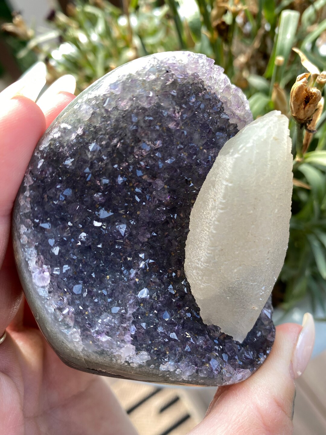 Calcite on Druzy Amethyst// Raw Amethyst Crystal// Natural Crystal ...