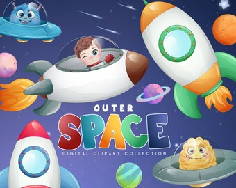 Cute Outer Space Clipart - Etsy