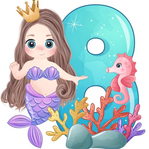 Cute Mermaids With Numbering Digital Clipart Set - Etsy UK