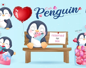 PRINTABLE Cute Penguin Valentine's Day Cards Classroom Valentine's Day ...