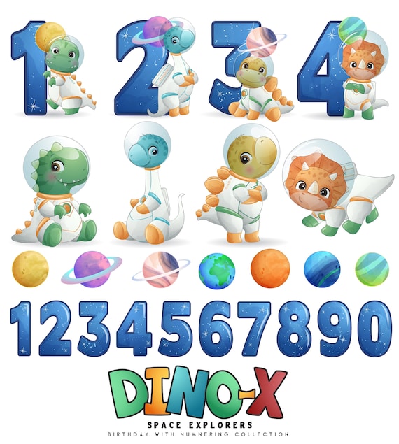 Lindo astronauta dinosaurio posa con la numeración de la | Etsy España