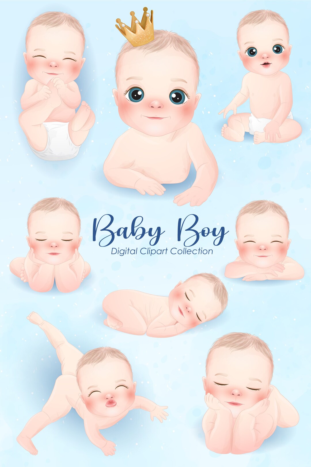 Cute Baby Boy for Baby Shower Clipart Set - Etsy