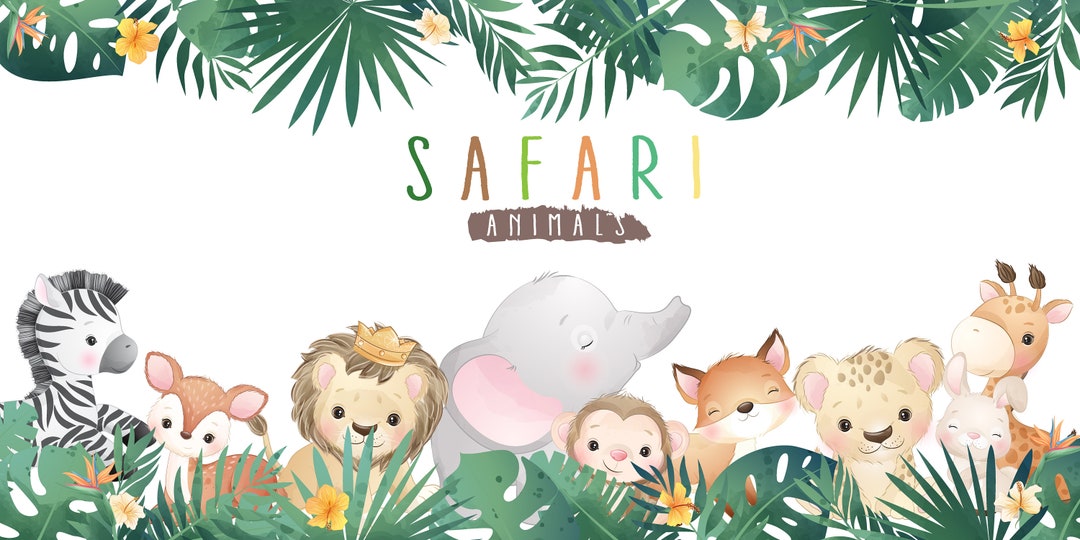 Cute Safari Animal Clipart Set With Watercolor Illustration - Etsy
