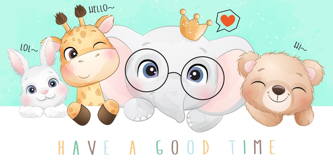 Cute Animals Clipart Set With Watercolor Illustration - Etsy