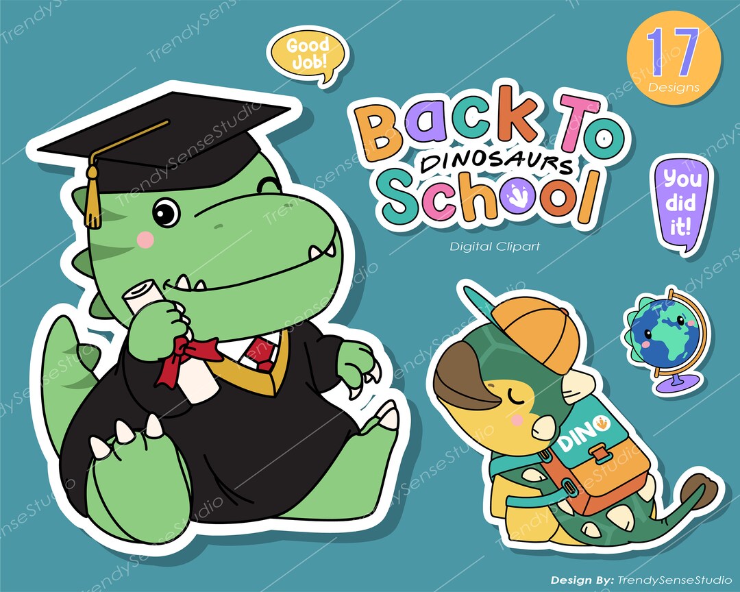 Doodle Dinosaurs Back to School Collection Digital Clipart - Etsy