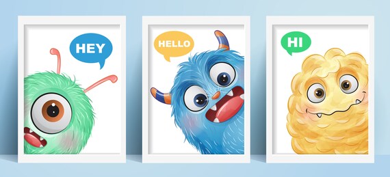 Kids Prints Little Monster for Kids Poster Set. Digital | Etsy