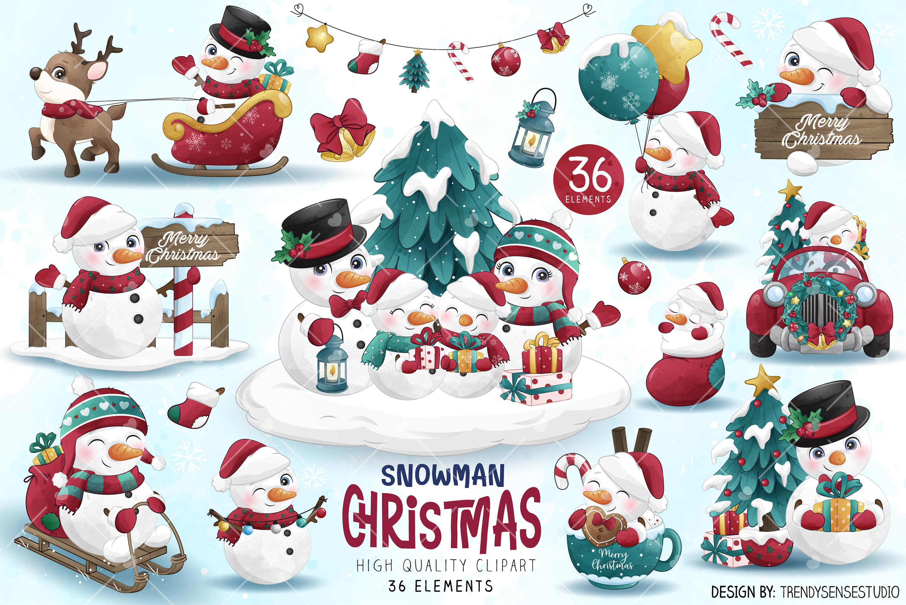 Merry Christmas Snowman Clipart