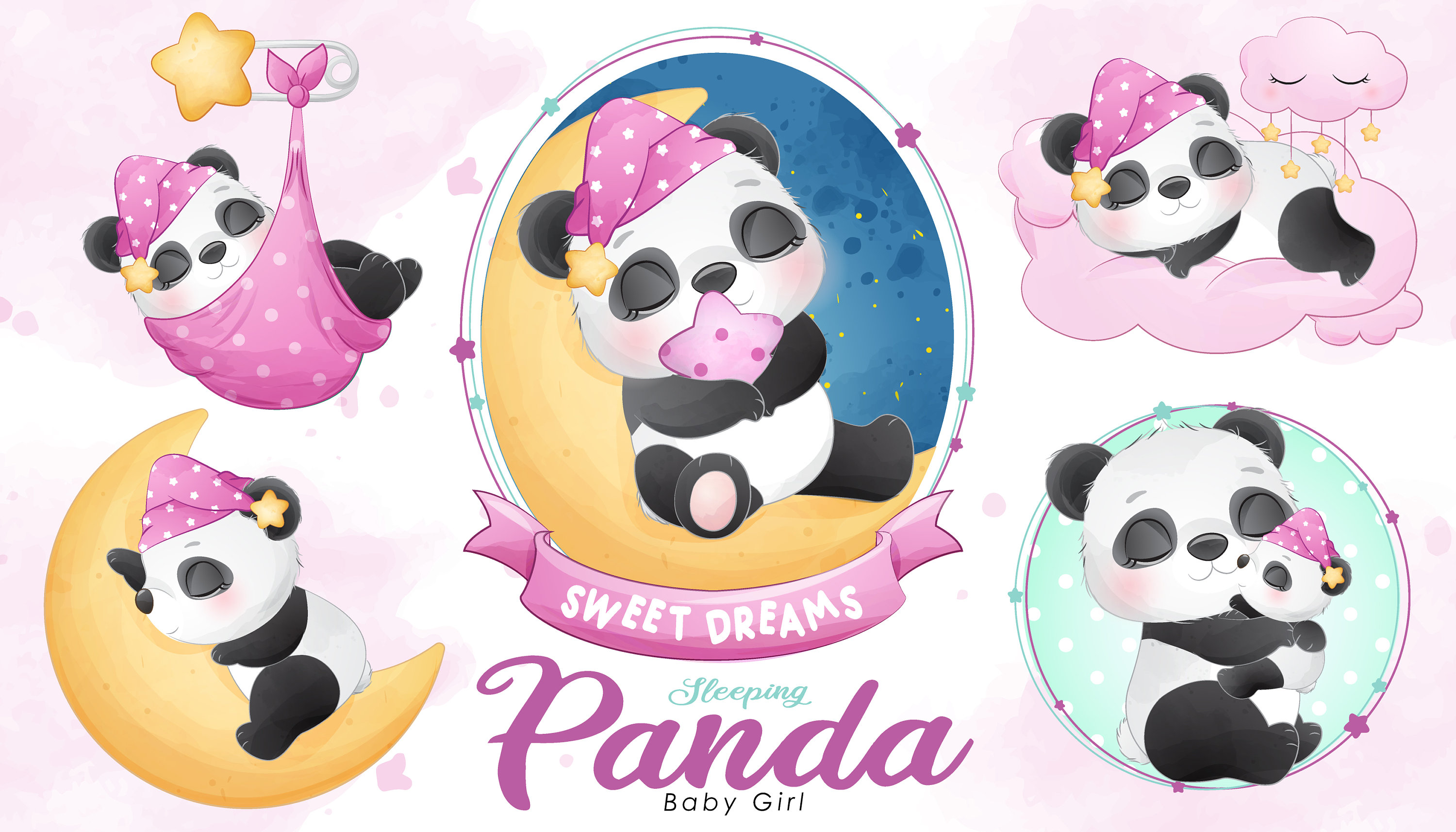 Panda Sleeping Clipart