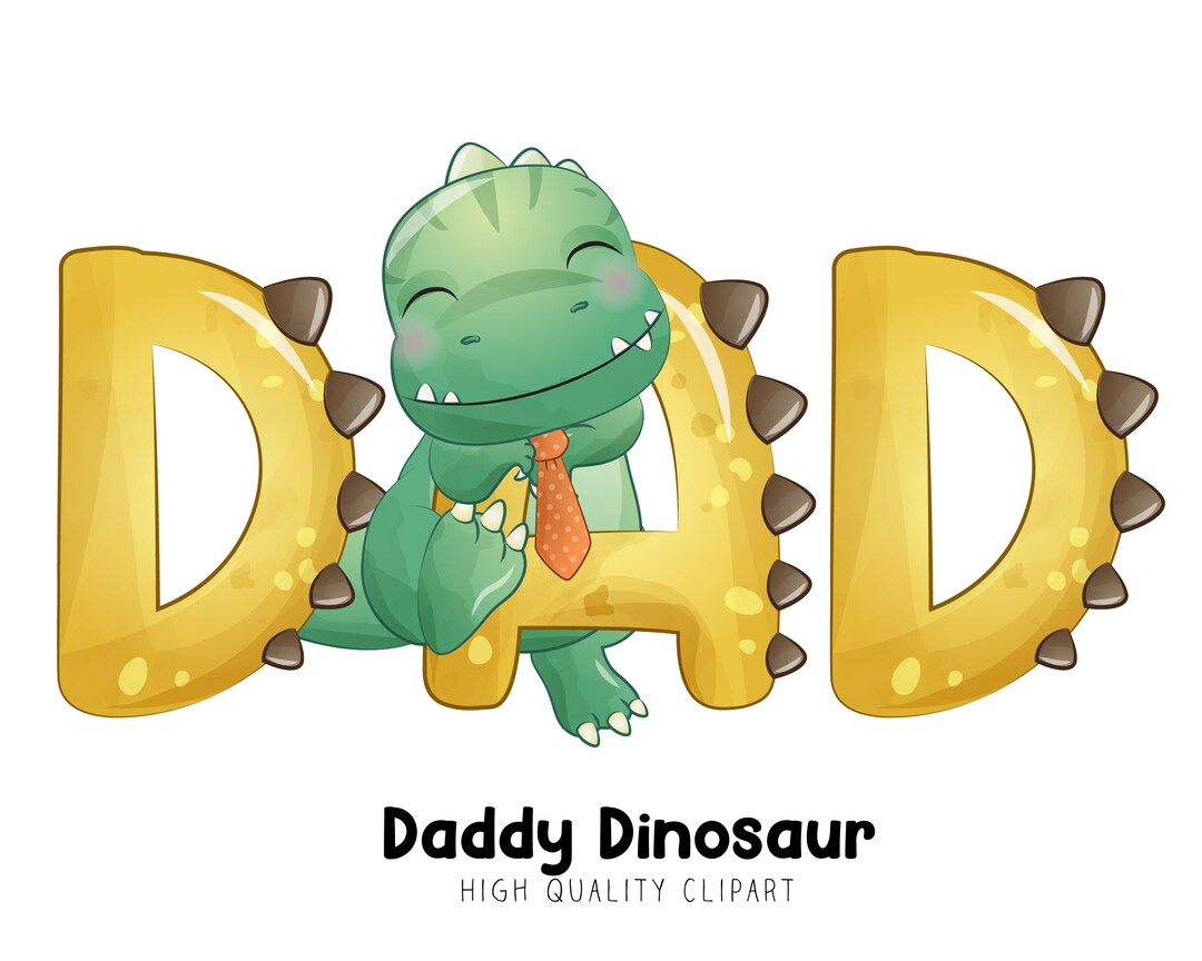 Doodle Daddy Dinosaurs Digital Clipart With Watercolor Illustration ...