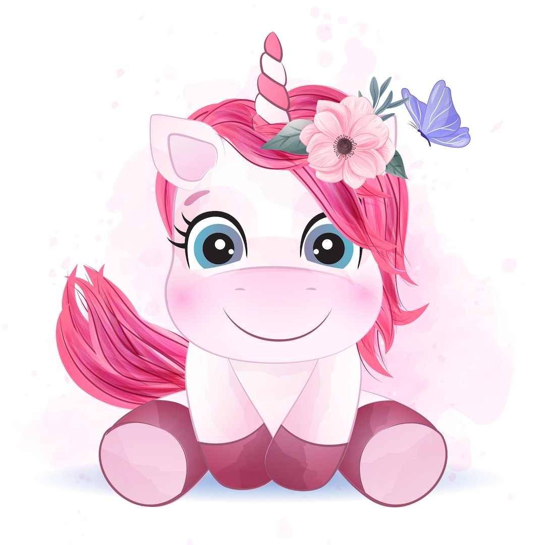 Cute Unicorn Clipart With Watercolor Illustration - Etsy