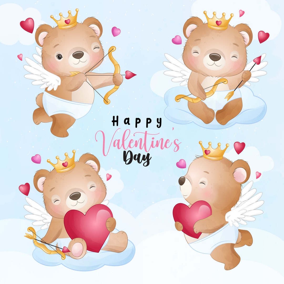 Cute Bear Clipart Set With Watercolor Illustration - Etsy