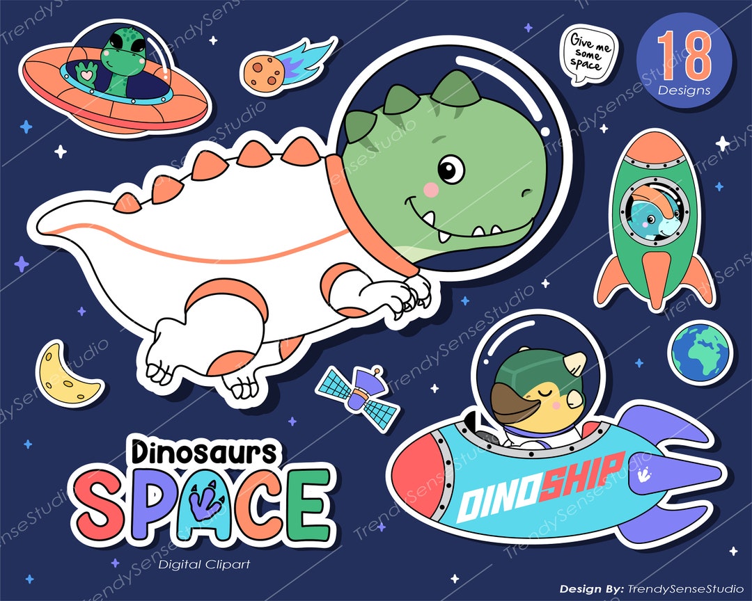 Doodle Dinosaurs Space Collection Digital Clipart Bundle - Etsy