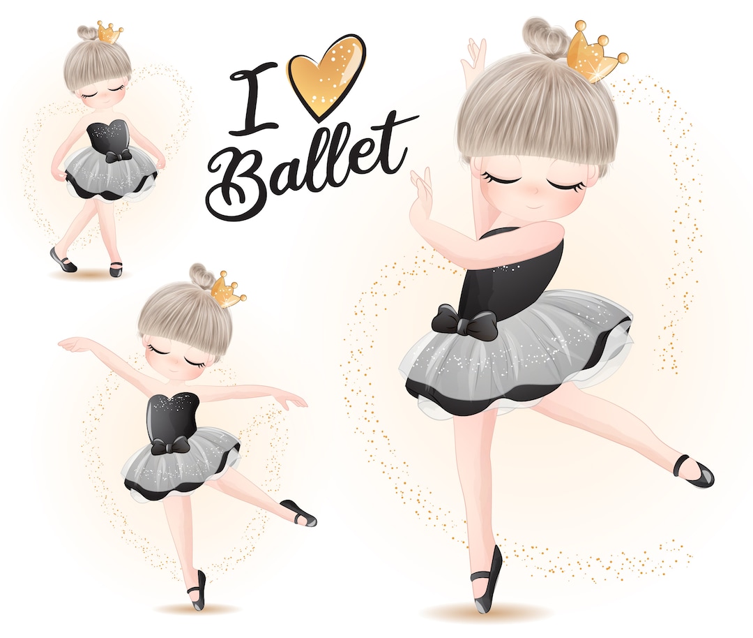 Cute Girls Ballerina Clipart With Watercolor Illustration - Etsy