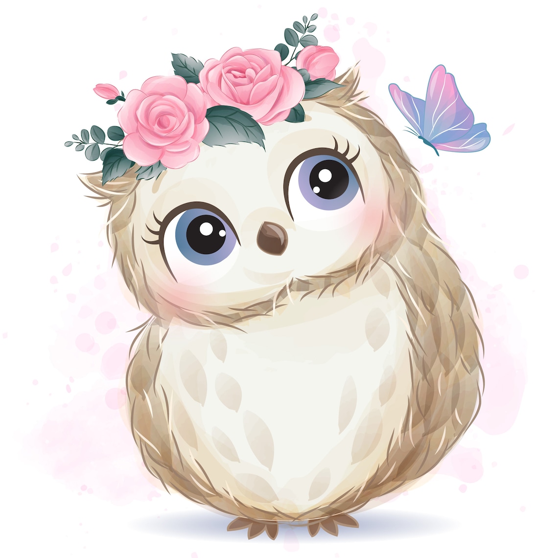Cute Owl Clipart With Watercolor Illustration - Etsy UK