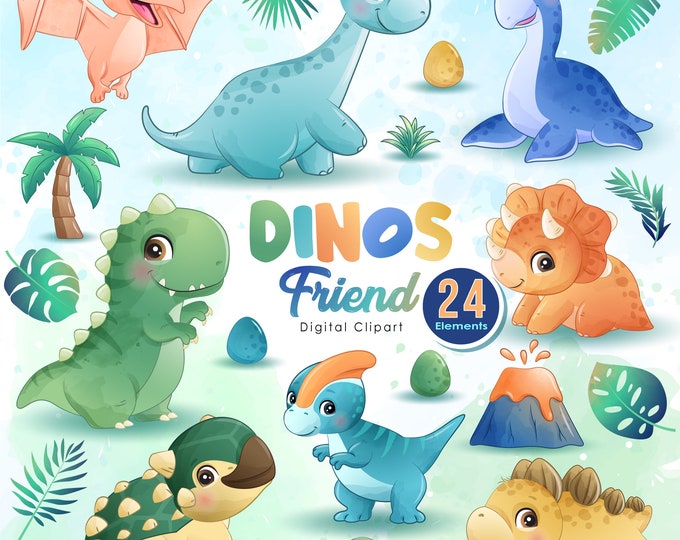 Cute Dinosaur Friends Digital Clipart Set - Etsy Canada