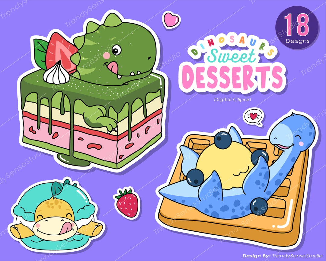 Doodle Dinosaurs Desserts Collection Digital Clipart Bundle - Etsy