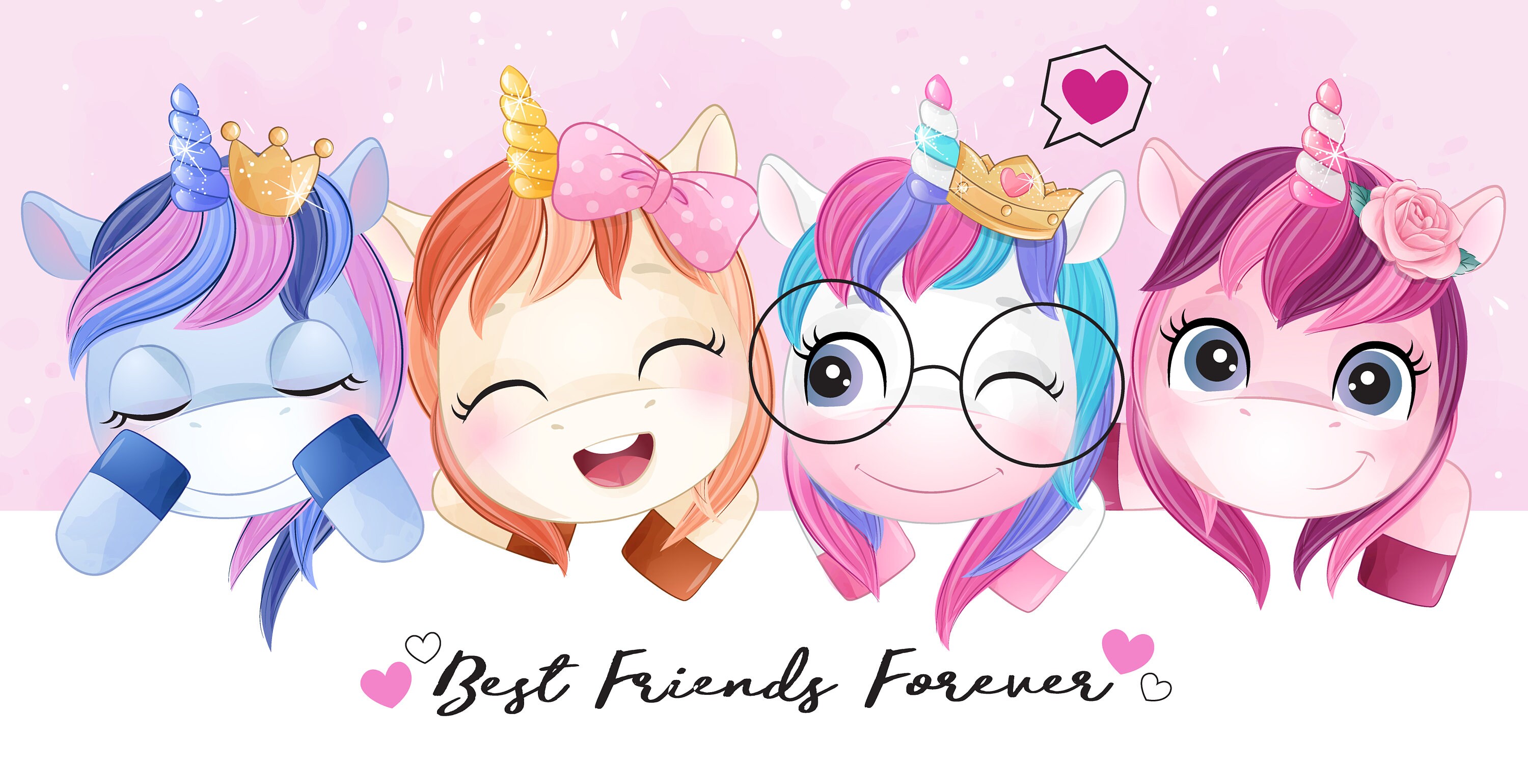 Cute Unicorn and Friends Clipart With Watercolor Illustration - Etsy ...