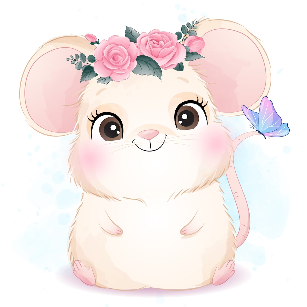 Cute Mouse Clipart With Watercolor Illustration - Etsy