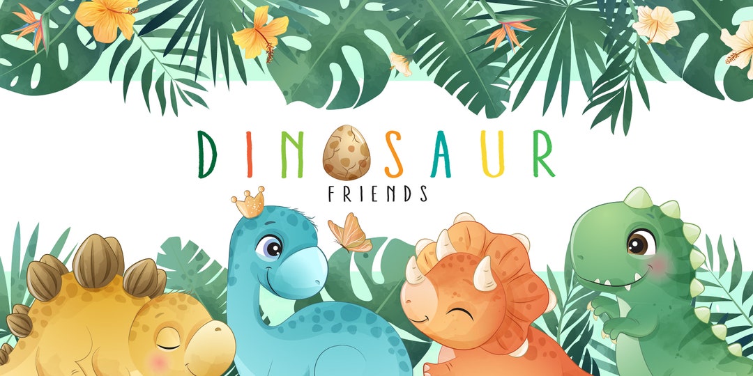 Cute Dinosaur Clipart Set With Watercolor Illustration - Etsy