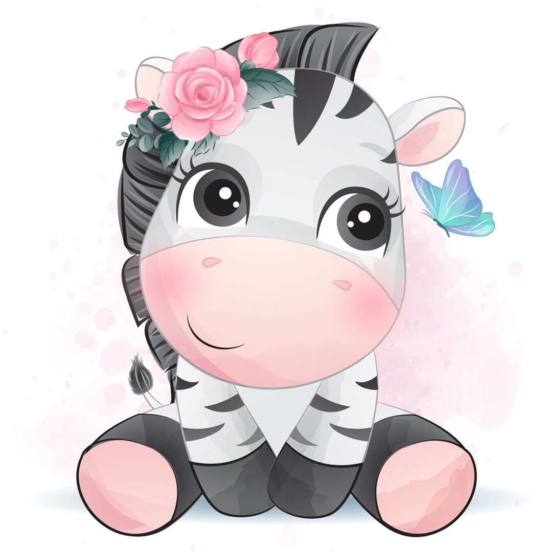 Cute Zebra Clipart With Watercolor Illustration - Etsy