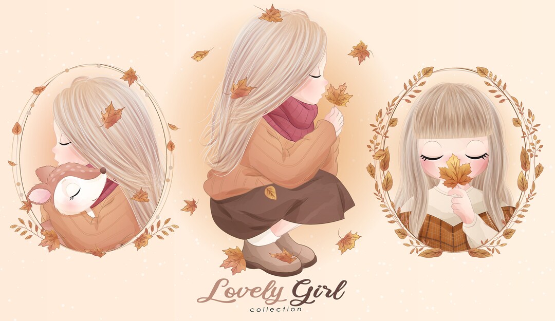 Cute Girls Clipart With Watercolor Illustration - Etsy