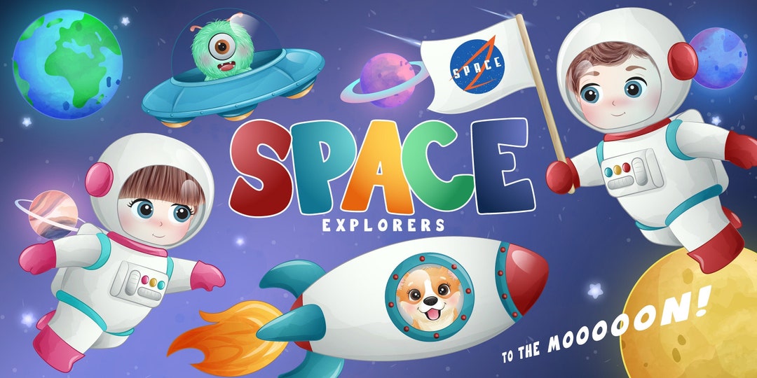 Cute Kids Outer Space Digital Clipart Collection. - Etsy