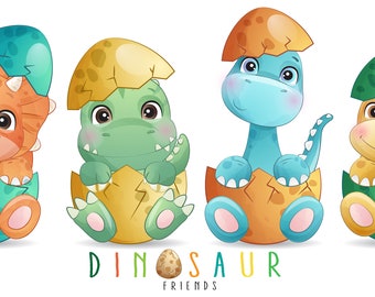 Cute Dinosaur Friends Digital Clipart Set - Etsy
