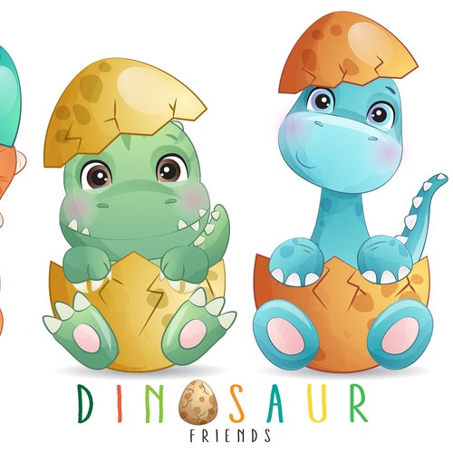 Cute Dinosaur Friends Digital Clipart Set - Etsy