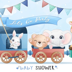 Cute Animals Train Clipart With Watercolor Illustration - Etsy