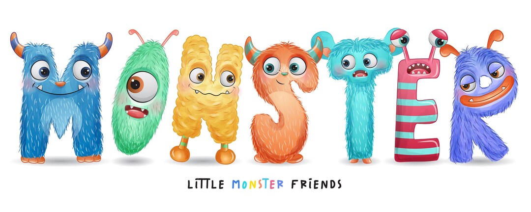 Cute Little MONSTER Clipart With Watercolor Illustration - Etsy