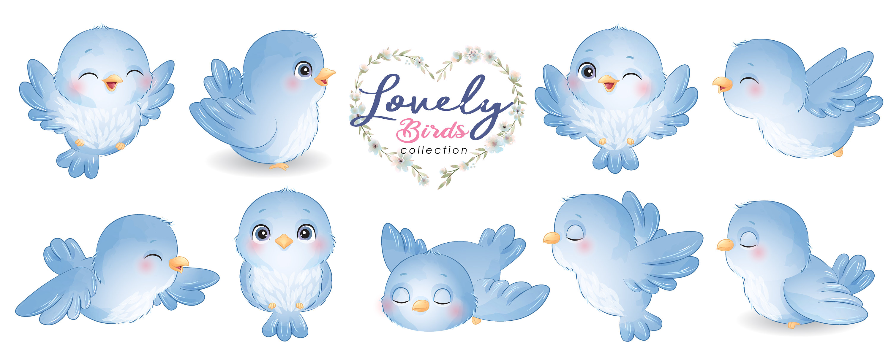 Cute Bird Clip Art Blue
