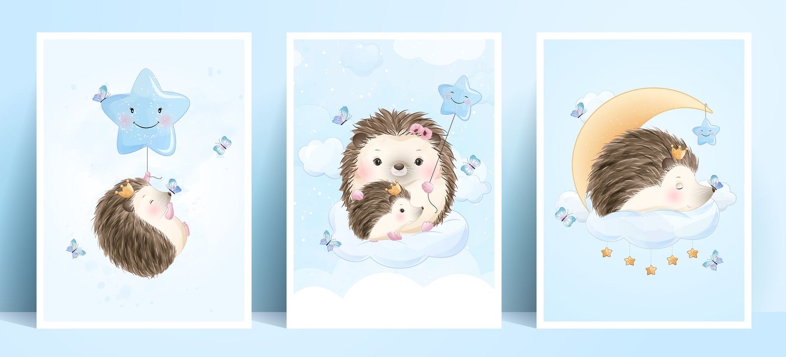 Kids Prints Hedgehog for Kids Poster Set. Digital Watercolor - Etsy