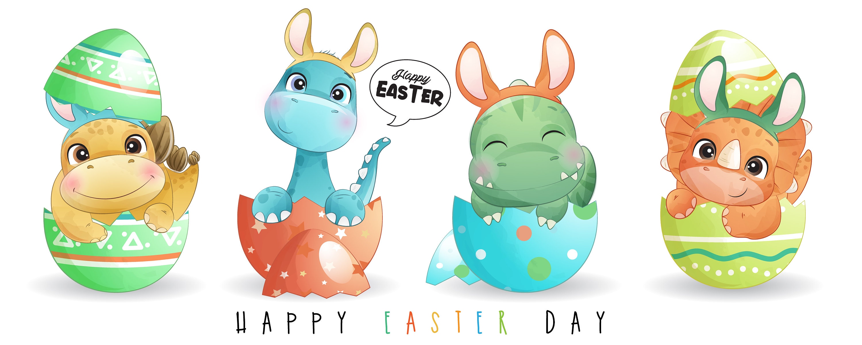 Cute Dinosaur for Easter Clipart With Watercolor Illustration - Etsy