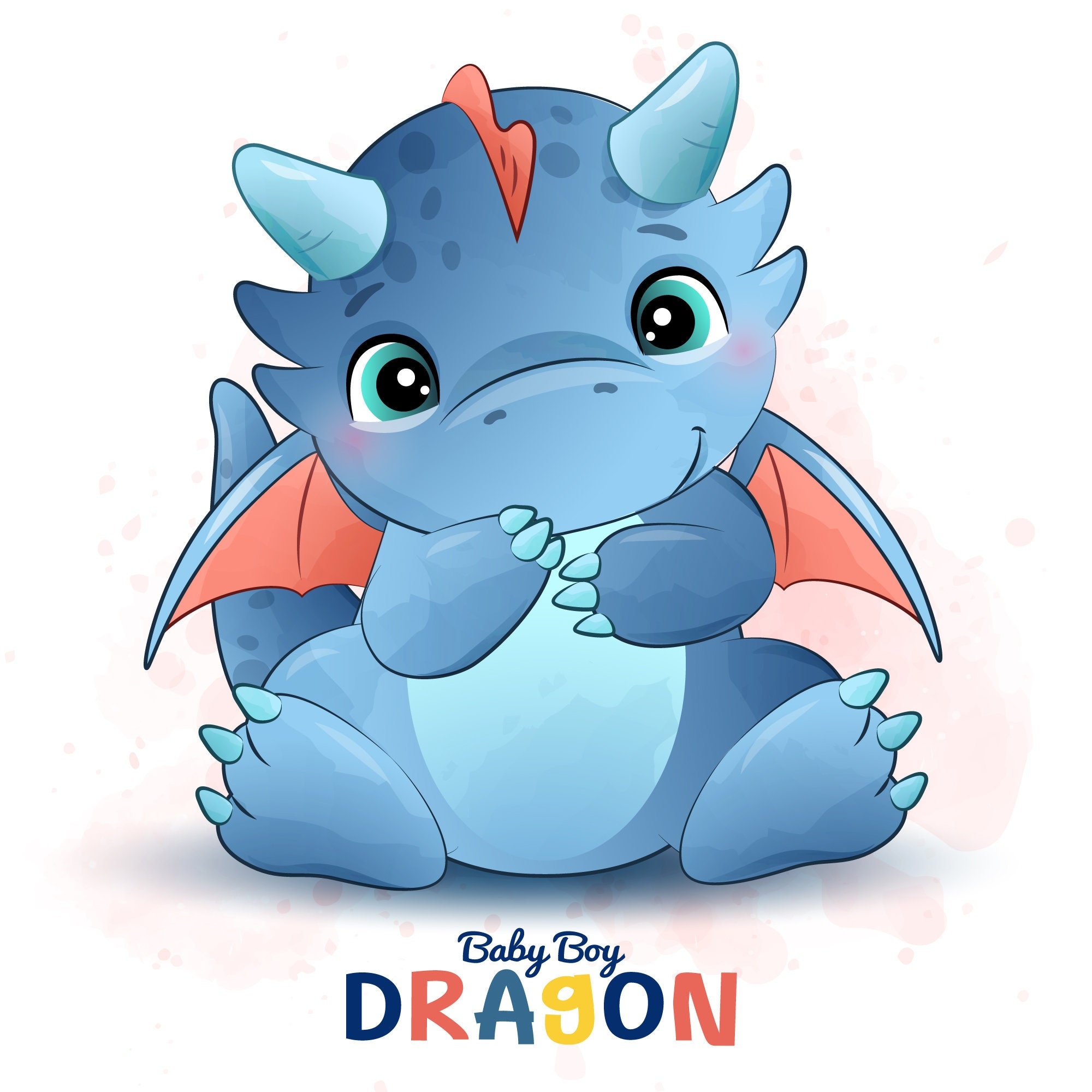 Doodle Baby Boy Dragon Digital Clipart - Etsy