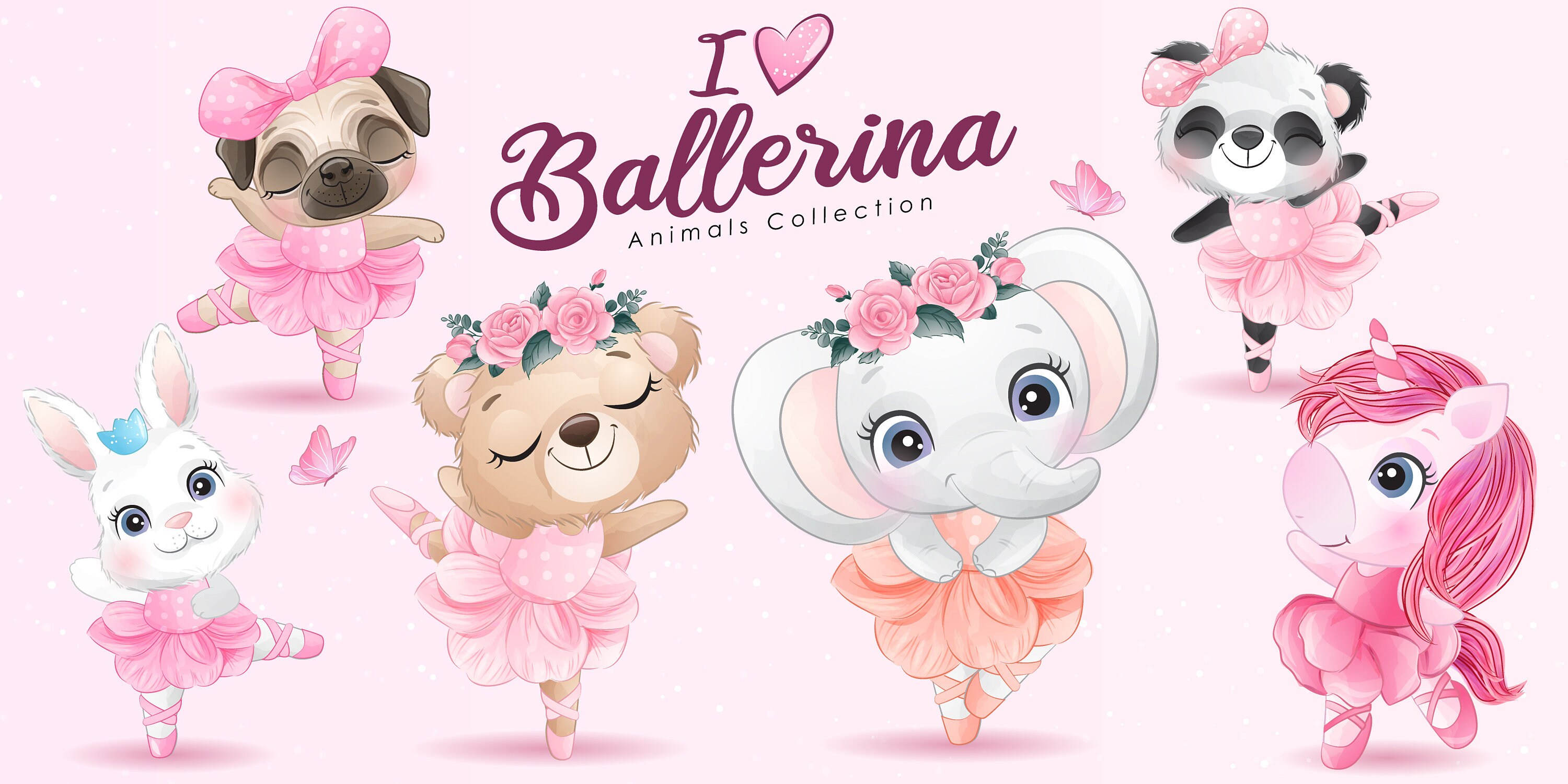 Cute Animals Ballerina Clipart With Watercolor Illustration | Etsy ...