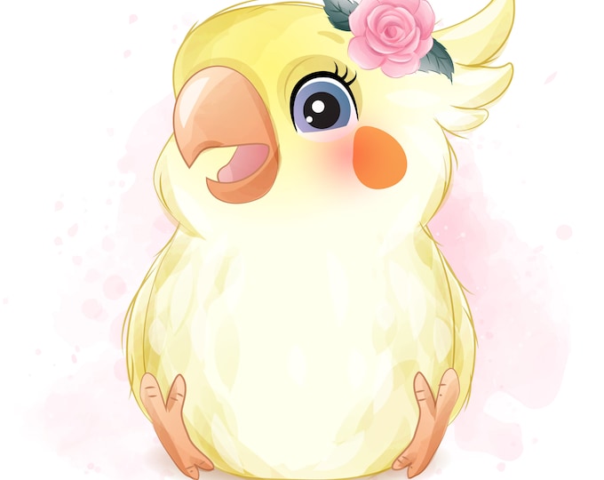 Cute Tropical Bird Clipart Set With Watercolor Illustration - Etsy