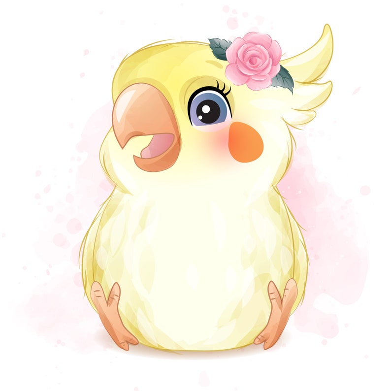 Cute Tropical Bird Clipart Set With Watercolor Illustration - Etsy