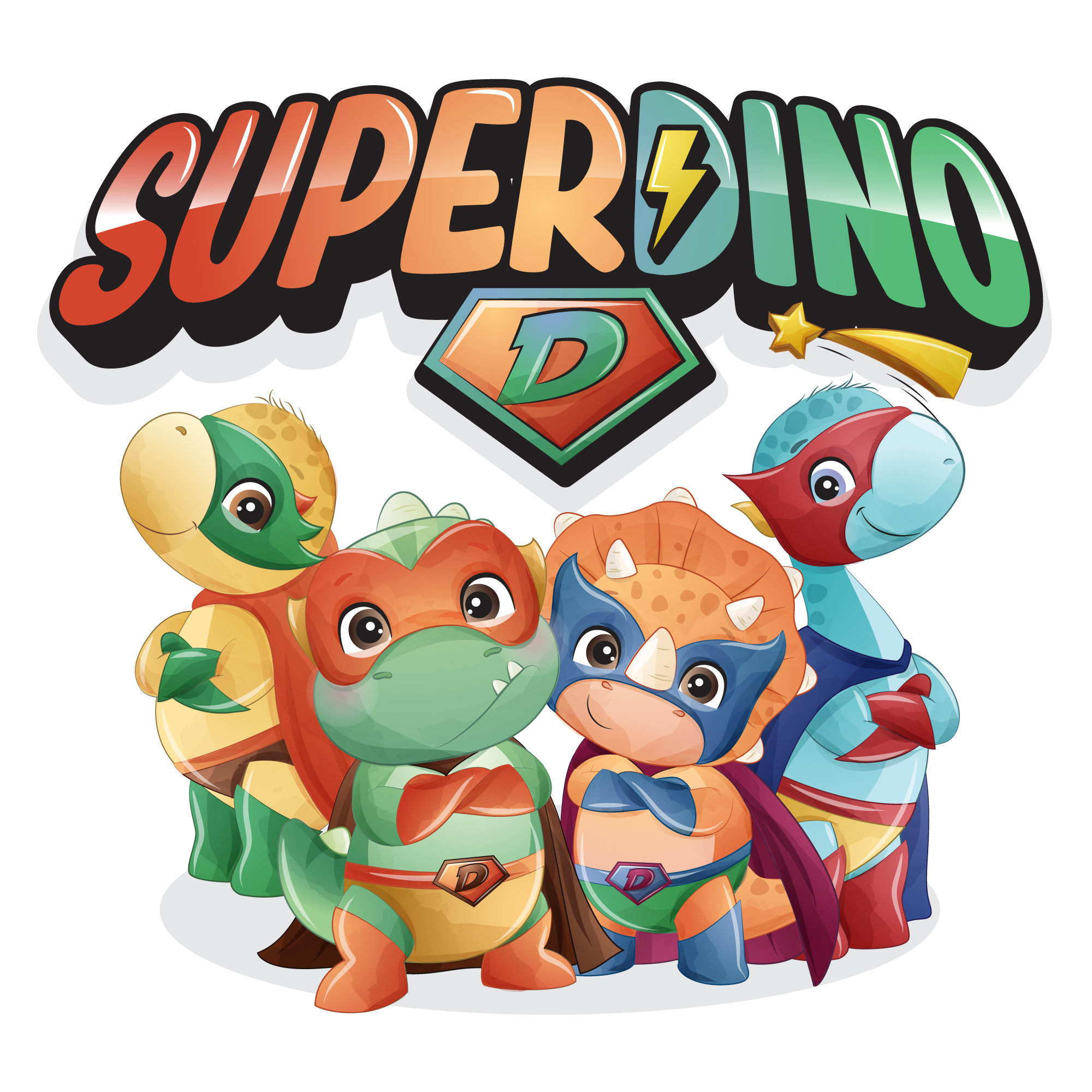 Cute Dinosaur Superheroes Clipart Set With Watercolor - Etsy UK