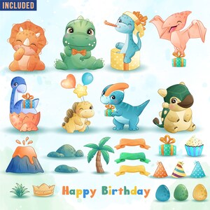 Doodle Boy Dinosaur Birthday Party With Numbering Digital Clipart ...