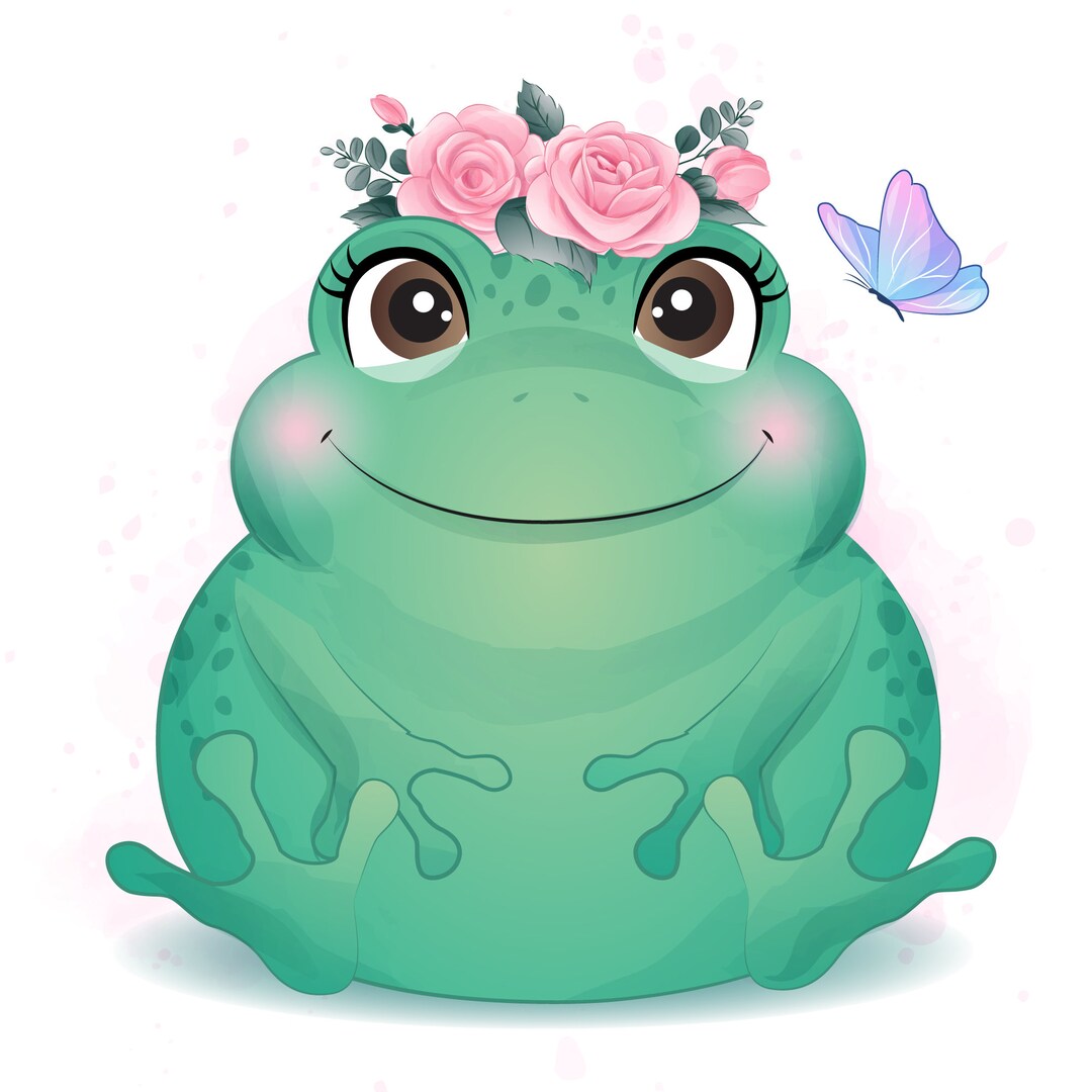 Cute Frog Clipart With Watercolor Illustration - Etsy